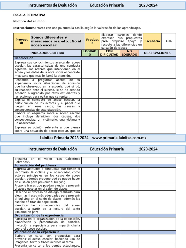5°? Febrero - Instrumentos de Evaluaci N (2023-2024) | PDF