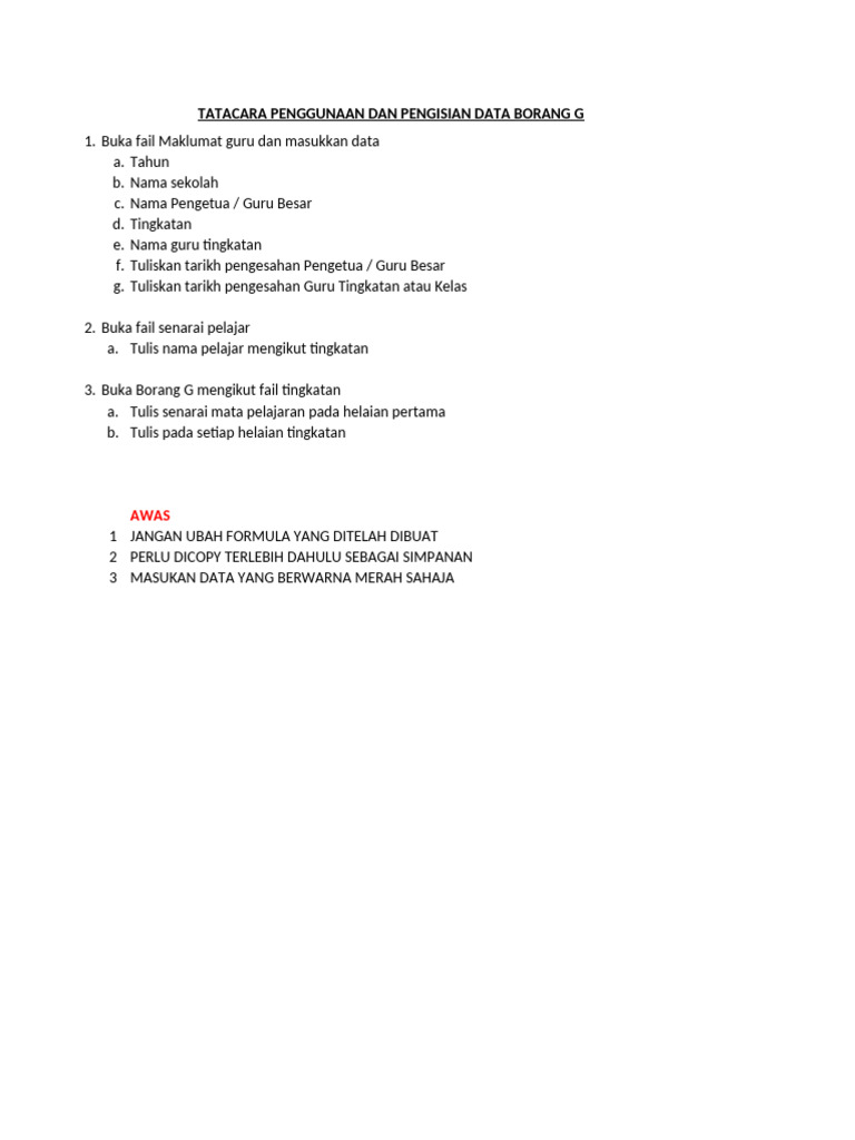 01 - Borang G GURU 2024 - T3 | PDF