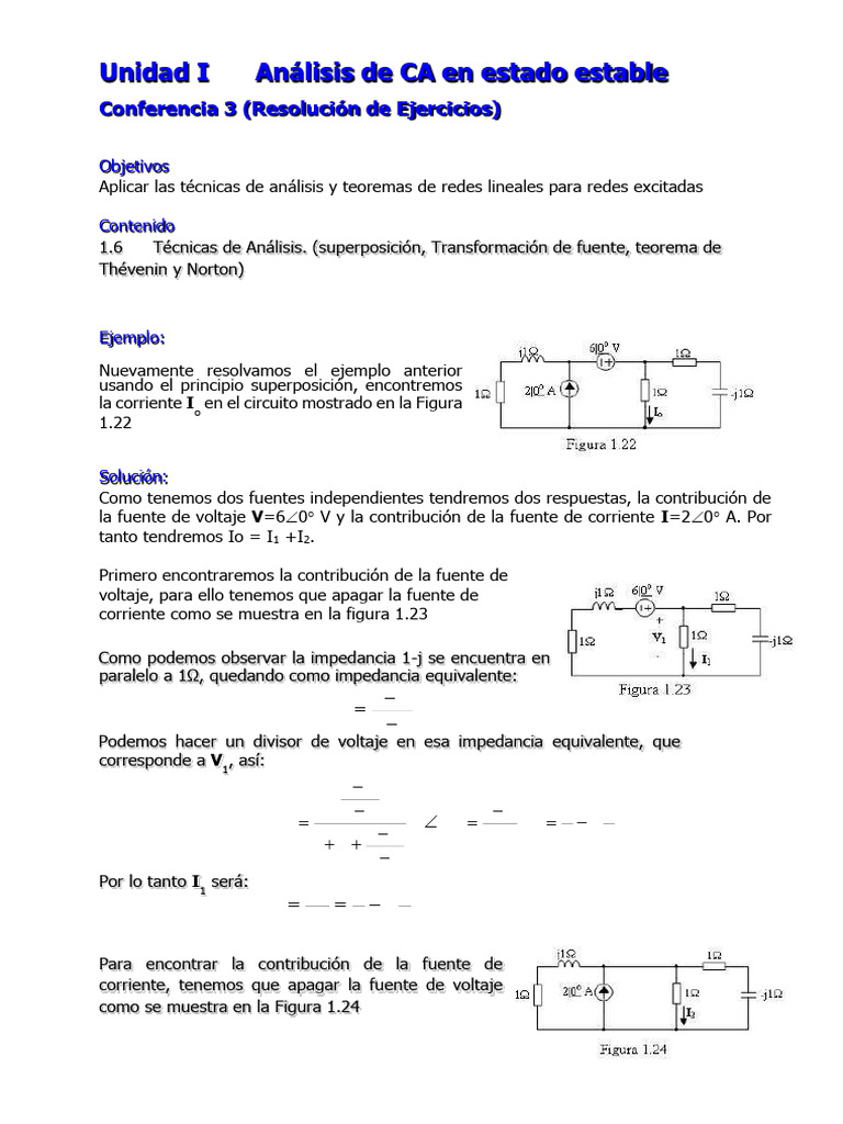 Unidad I Análisis de CA en Estado Estable (Clase Practica1) | PDF