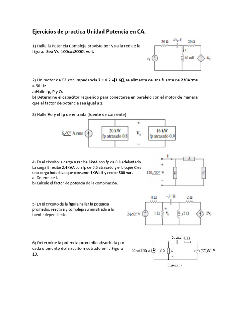 Ejercicios Clase Practica Potencia CA | PDF