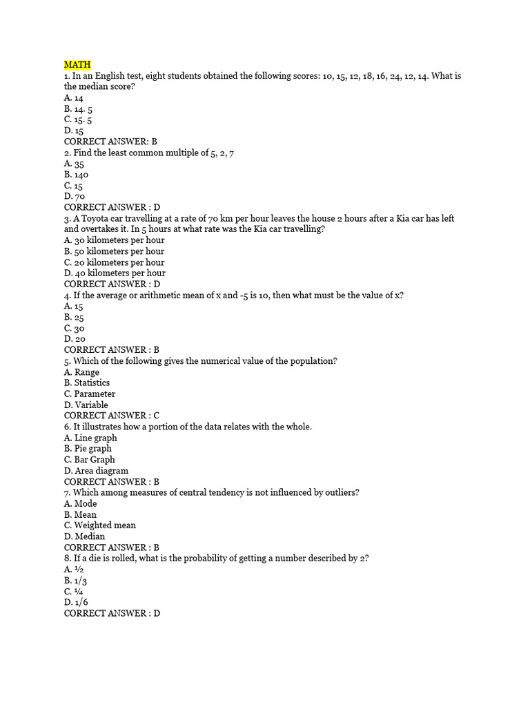 MATH | PDF | Mean | Mathematics