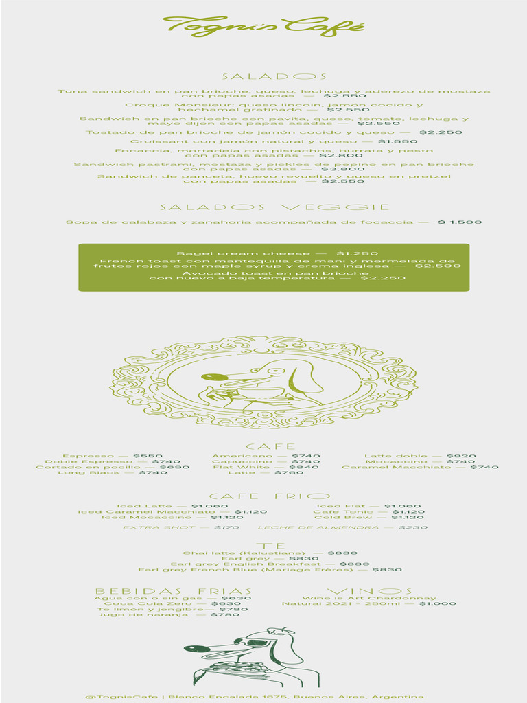 Tognis Menu Julio 2023 | PDF