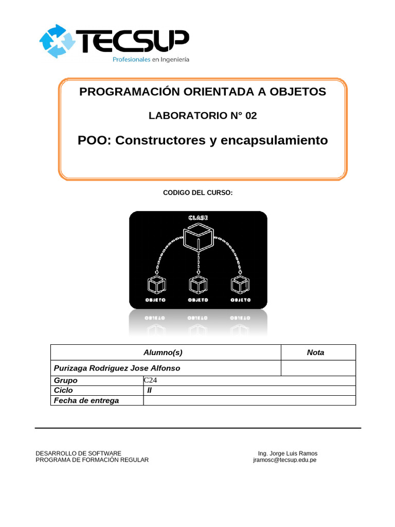 Lab 2-Purizaga Rodriguez | PDF | Programación orientada a objetos | Programación de computadoras