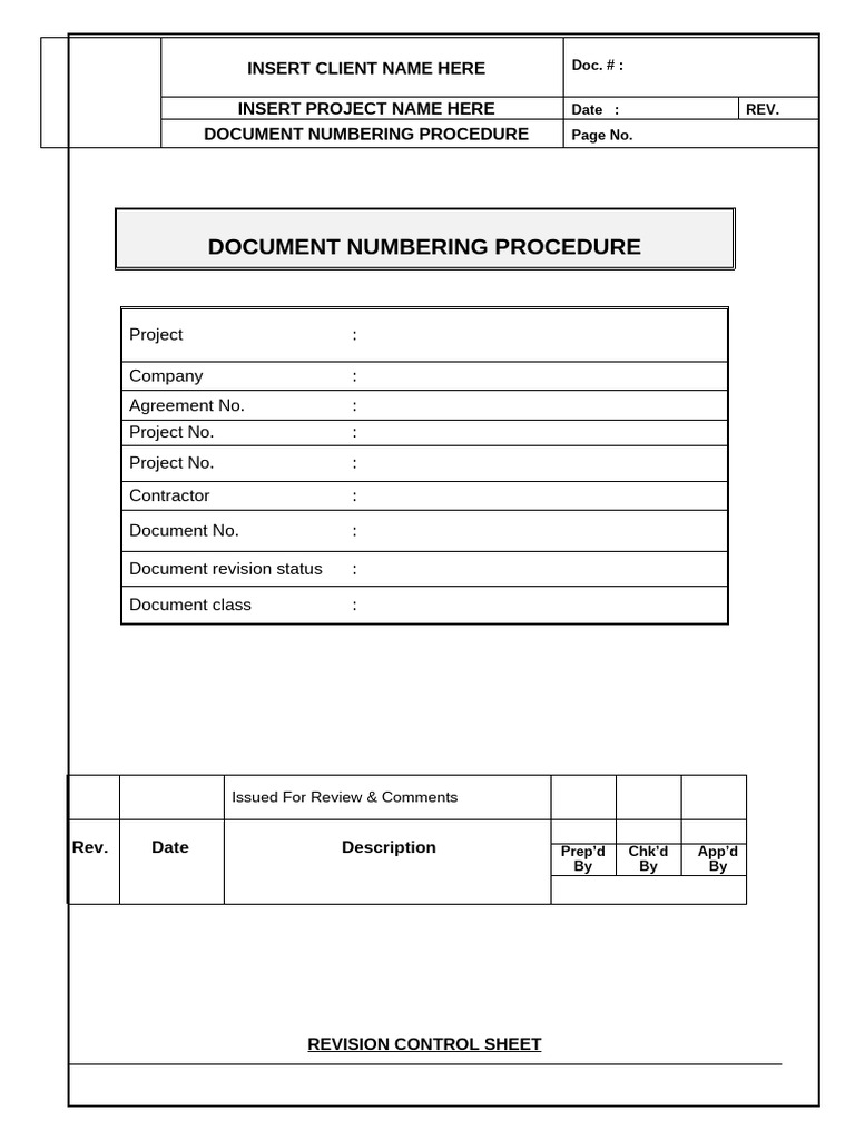 Documentation Numbering Procedure Part 1. | PDF