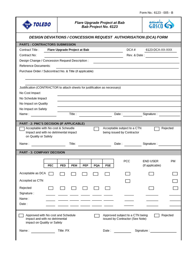DCA Form Part 1. | PDF