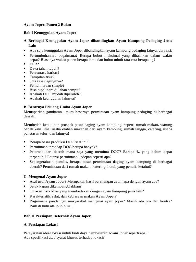 Outline Ayam Joper Dan Wawancara | PDF