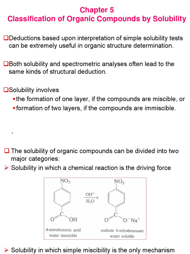 Solubility Classification of Organic Compounds | PDF | Science ...