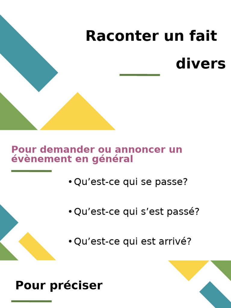 Raconter Un Fait Divers | PDF