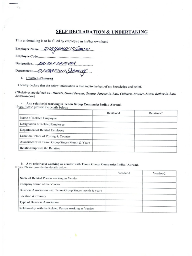 Self Declaration | PDF