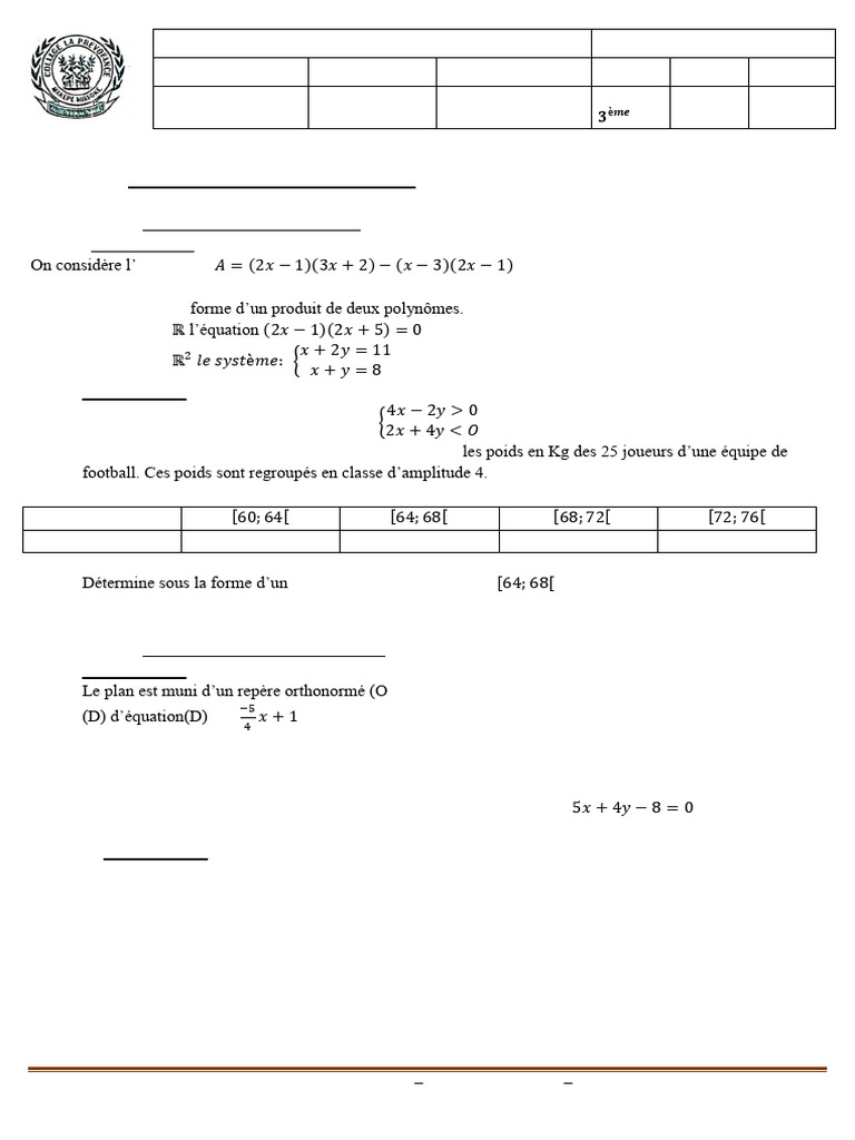 Compo-Maths Mars-2023 3eme | PDF
