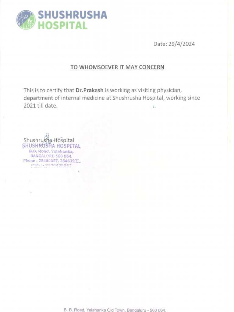 DR Prakash Letterhead | PDF