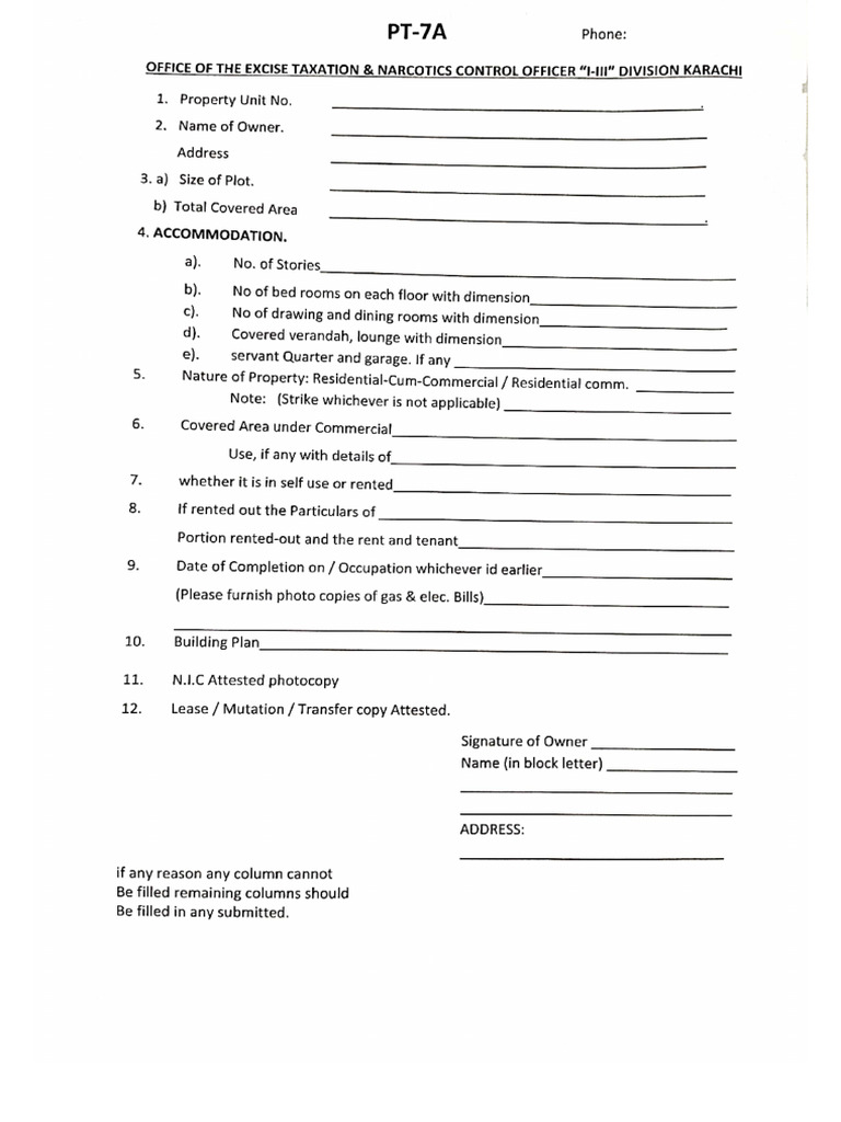 PT - 7 Form | PDF