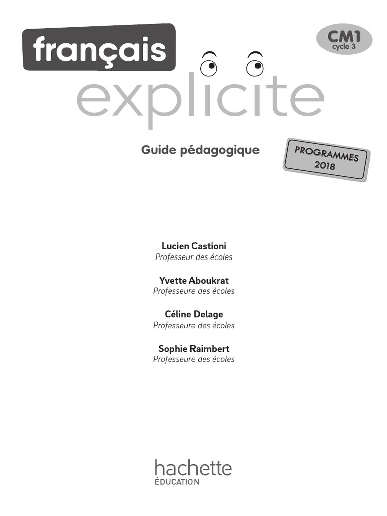 CM1 Manuel Français Explicite Guide Pédagogique | PDF