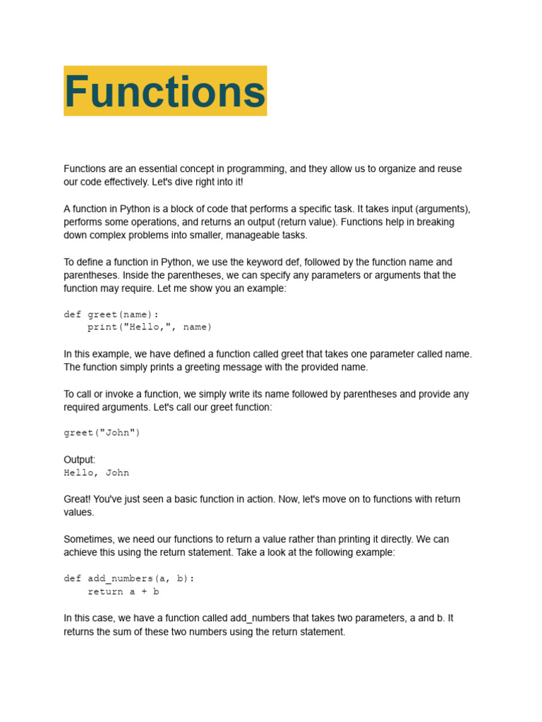 Functions | PDF
