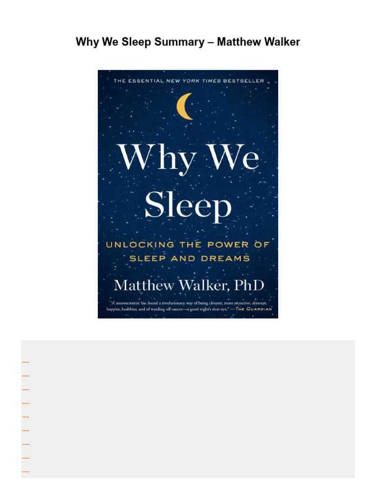 Why We Sleep Summary | PDF