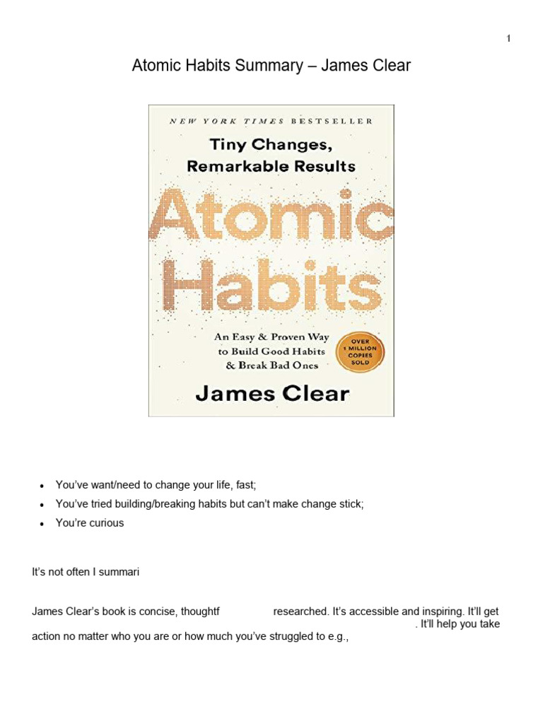 Atomic Habits Summary | PDF