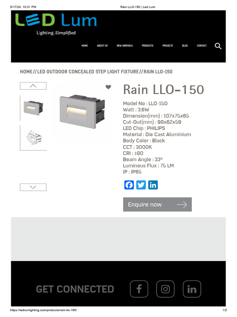 Rain LLO-150 - Led Lum | PDF
