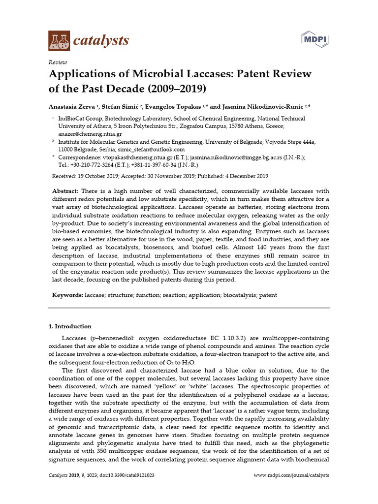 Applications of Microbial Laccases Patent Review o | PDF