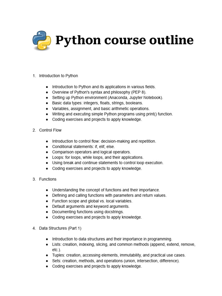 Python Course Outline | PDF