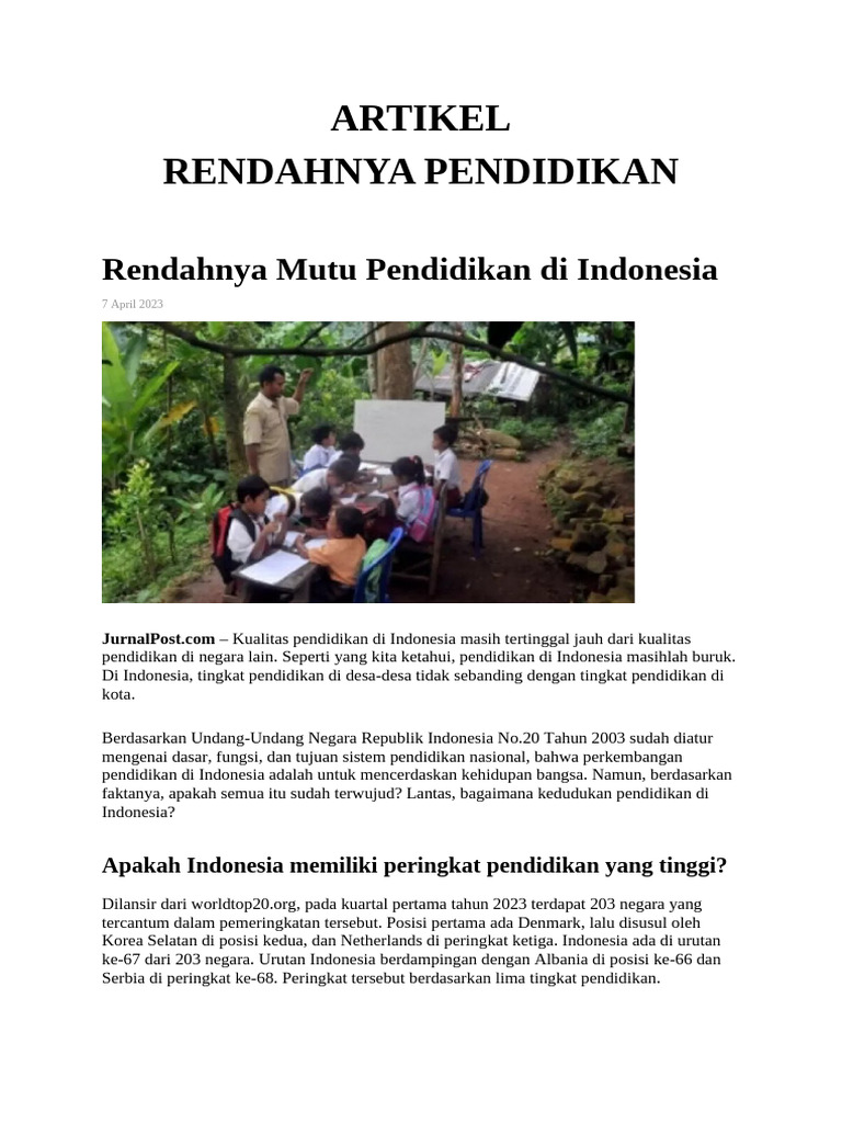 Artikel Pendidikan | PDF