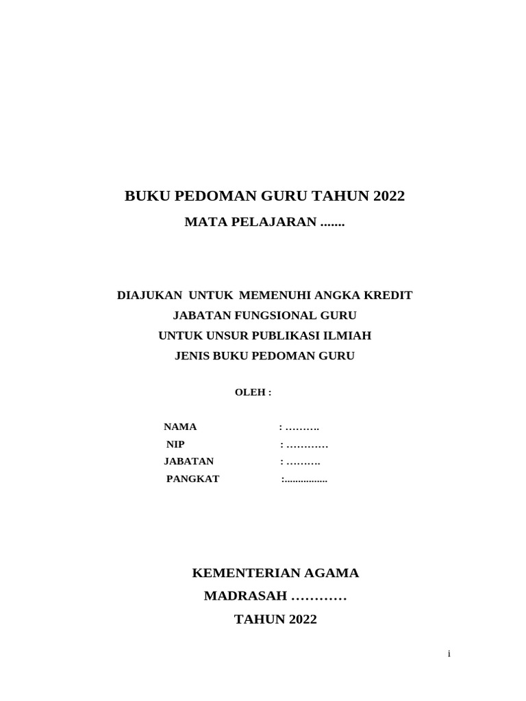 Kerangka Buku Pedoman Guru Bagian Awal | PDF