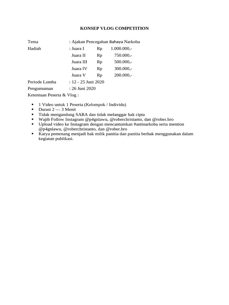 Konsep Vlog Competition | PDF