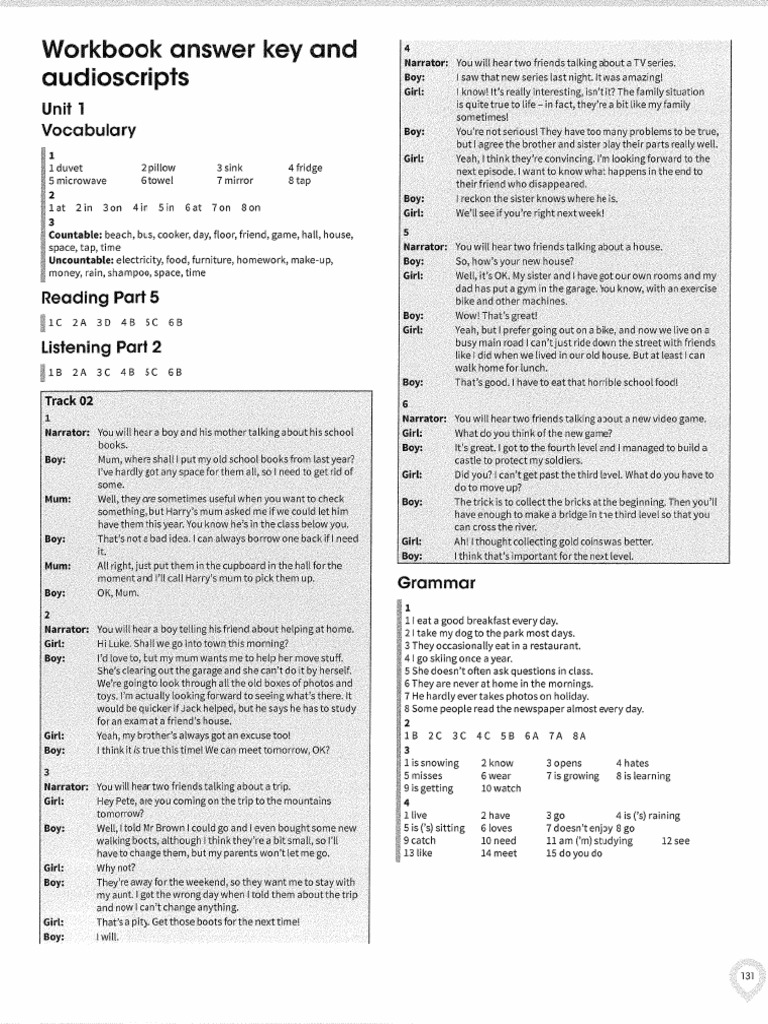 Key BTVN Sách Complete B1 | PDF