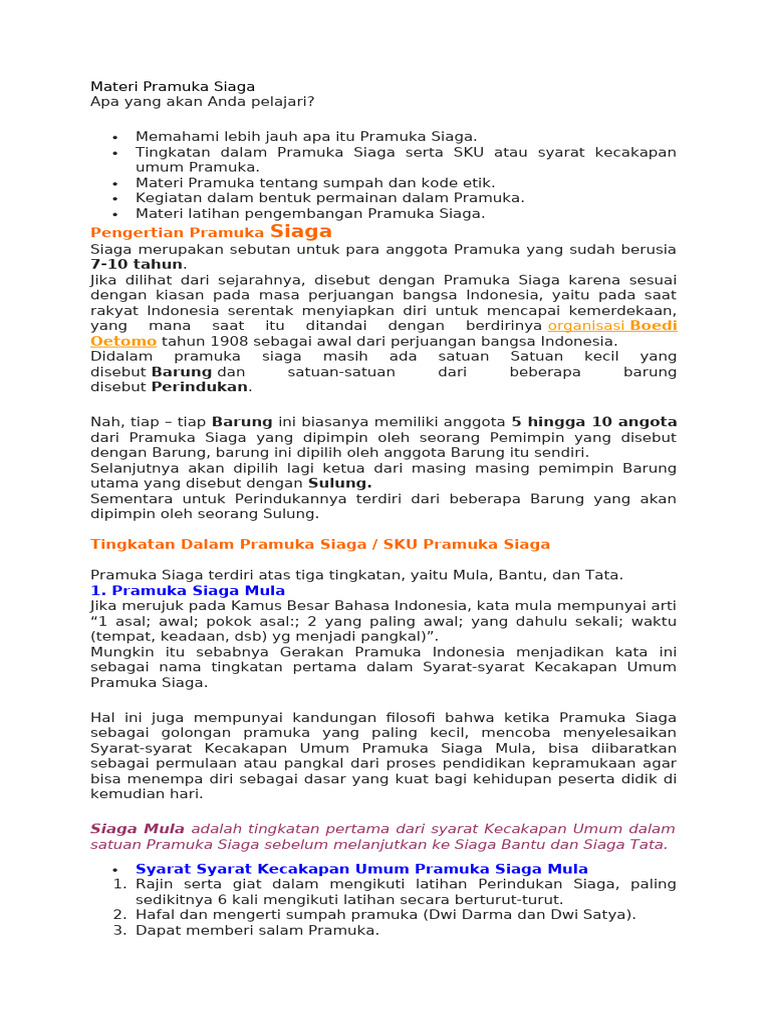 Materi Pramuka Siaga PRinT | PDF