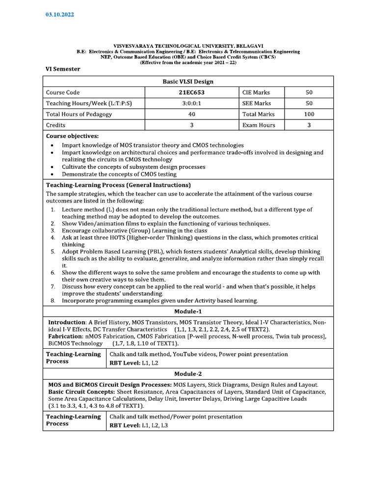 Syllabus Copy Vlsi | PDF
