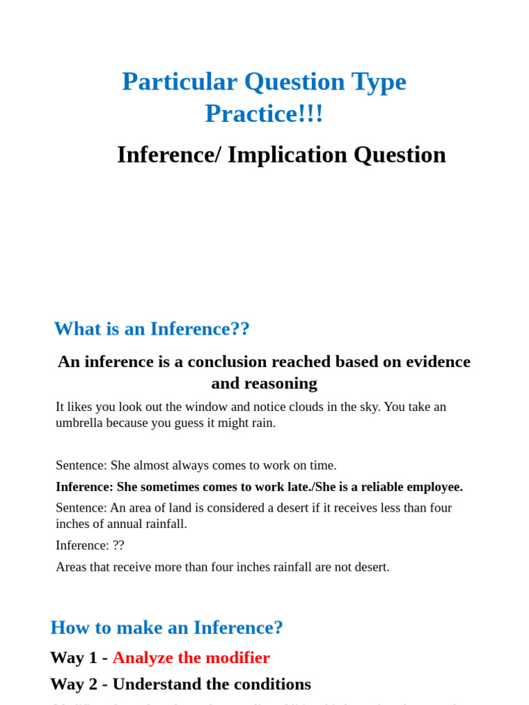 Inference - Implication Questions | PDF