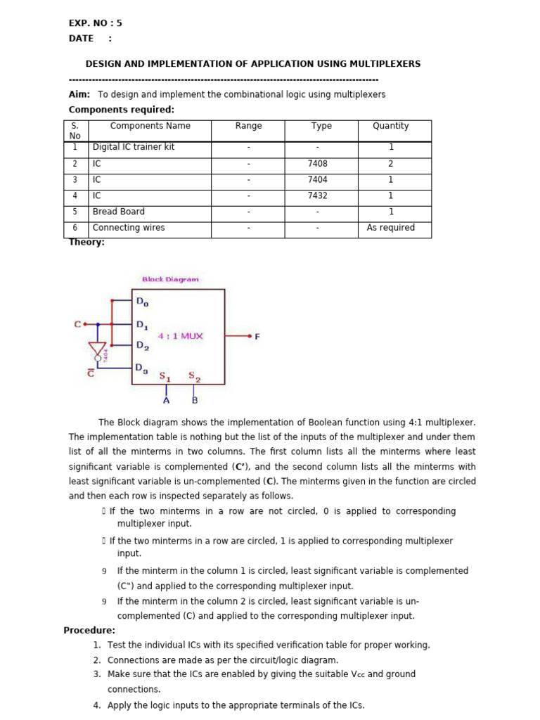 Exp No 5 Mux | PDF