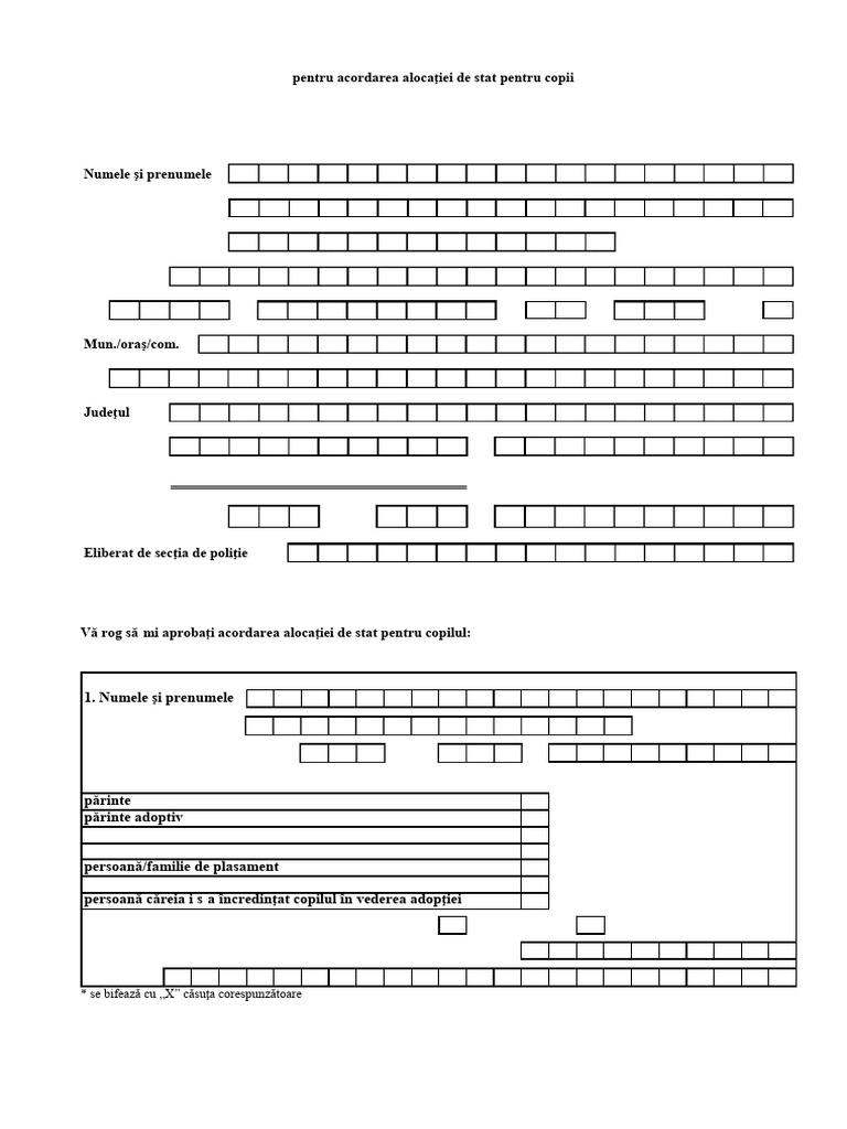 Model-Cerere Alocatie de Stat | PDF