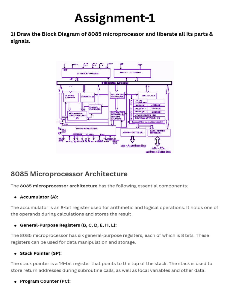 8085 Microprocessor Architecture Overview | PDF | Input/Output | Central Processing Unit