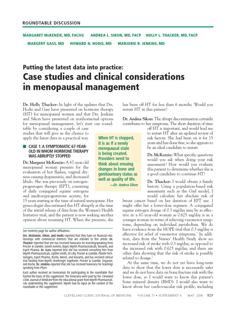 Menopause Notes For TBL | PDF