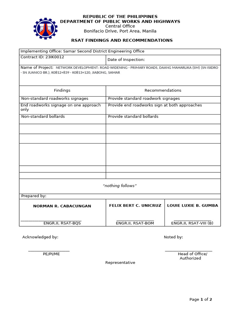 FNR-Samar 2nd DEO | PDF