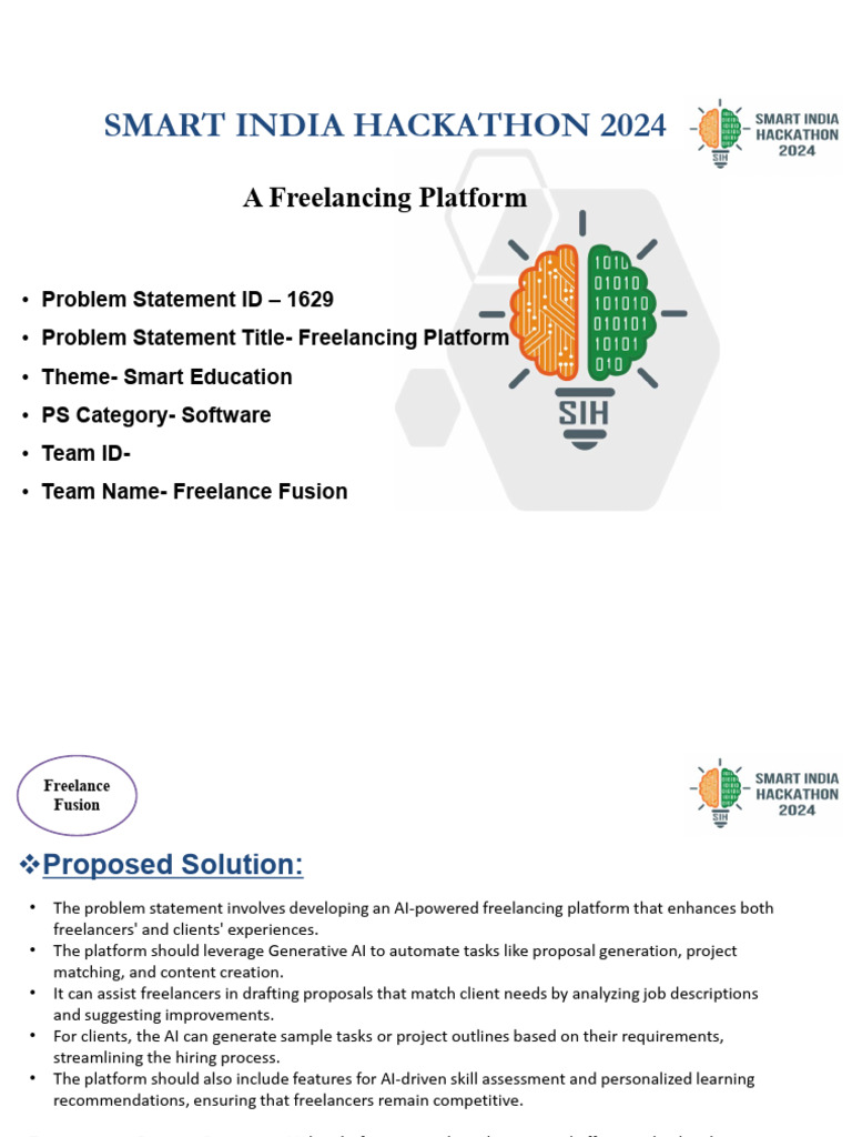 Smart India Hackathon 2024: A Freelancing Platform | PDF