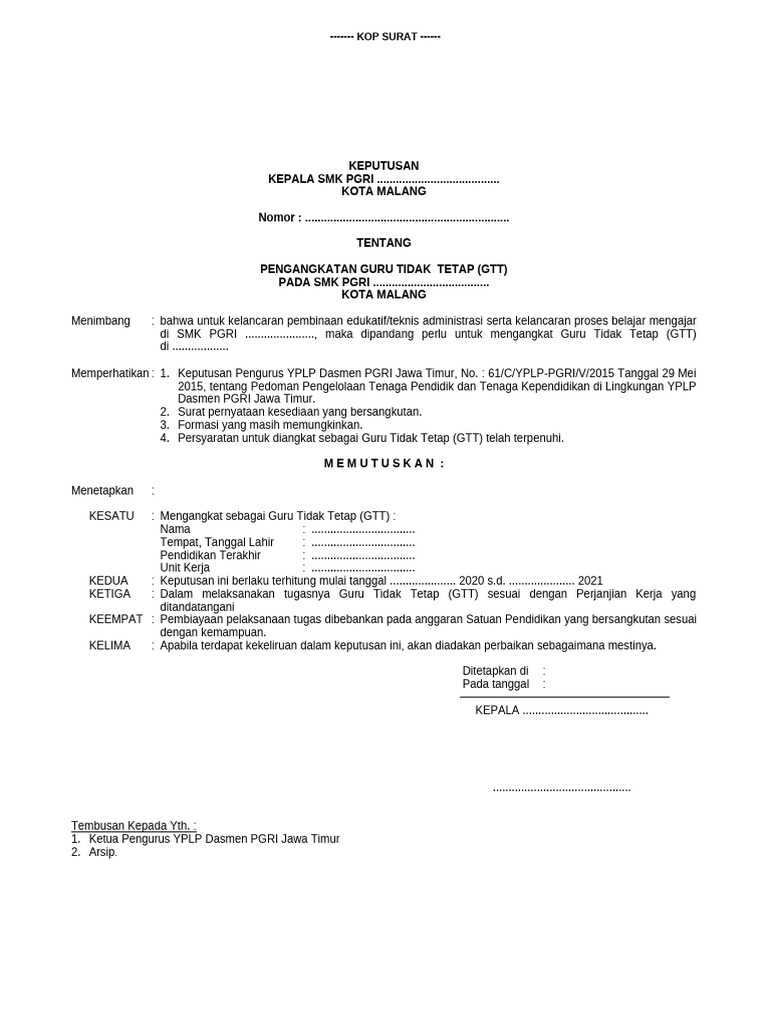 Contoh SK GTT-PTT | PDF