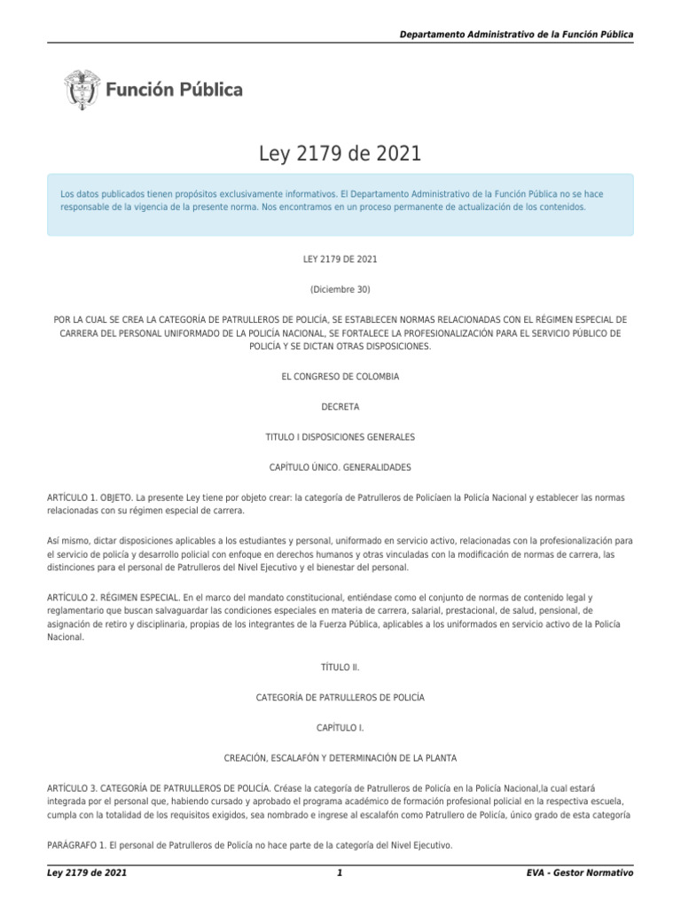 Ley 2179 de 2021 | PDF | Policía | Póliza de seguros