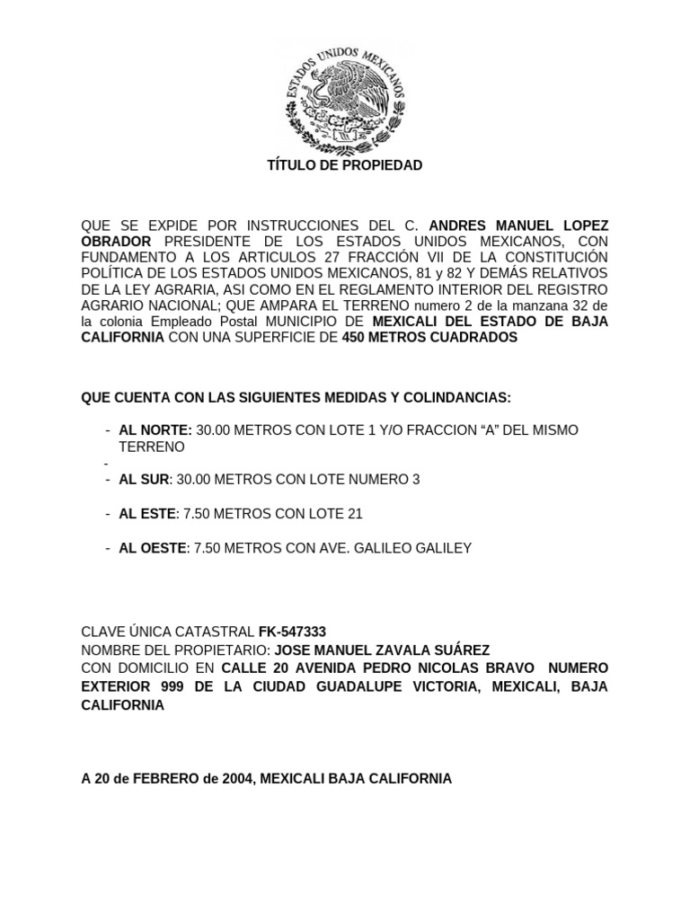 Titulo de Propiedad | PDF