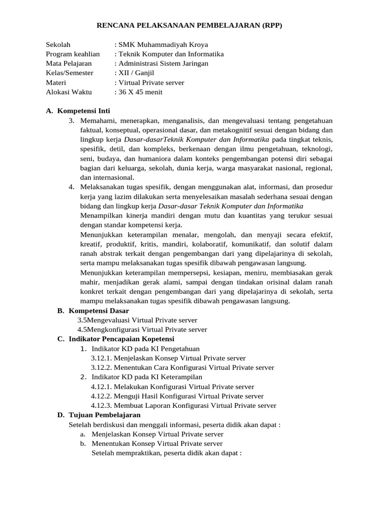 RPP Asj KD 3.12 & 4.12 Virtual Private Server | PDF