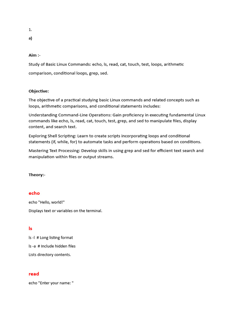 1.a.basic Linux Command | PDF | Teaching Methods & Materials | Computers