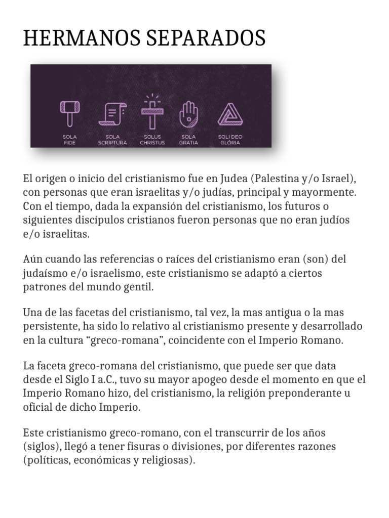 Hermanos Separados: Cristianismo y Divisiones | PDF | Iglesia Católica ...