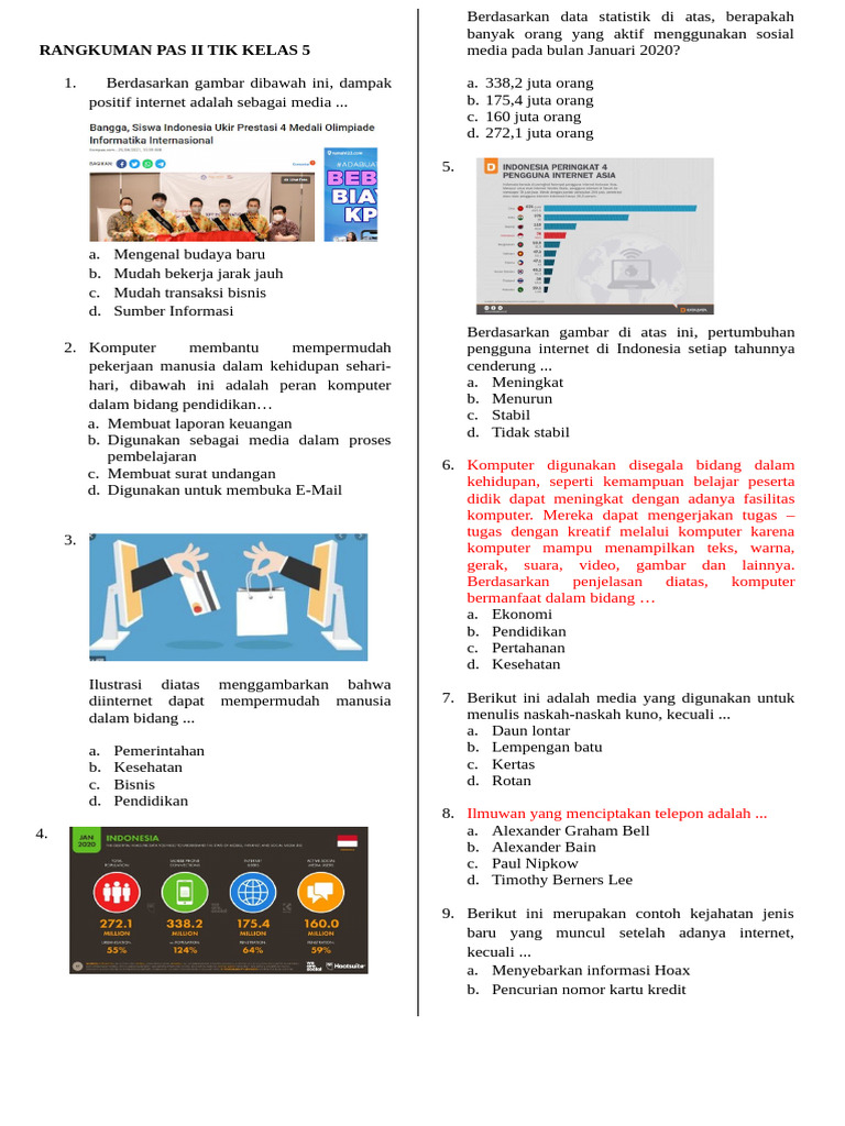 Rangkuman Pas II Tik Kelas 5 | PDF