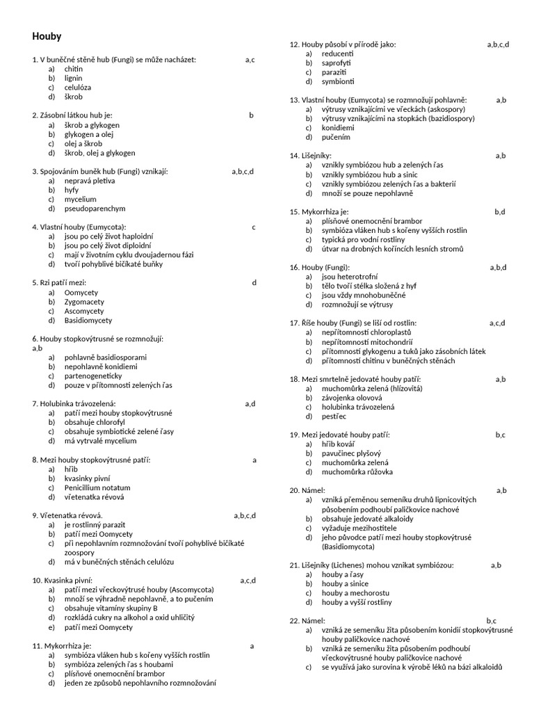 Houby Otázky | PDF