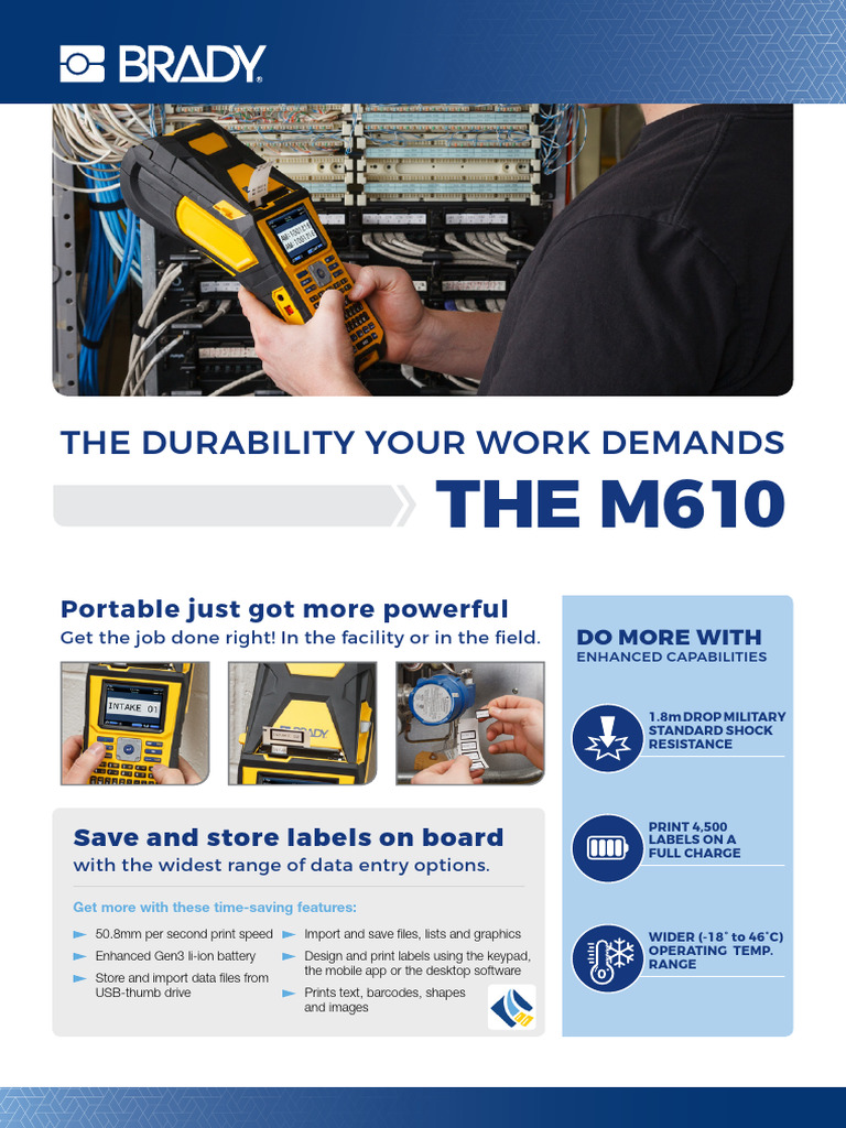 BRADY - M610 Label Printer Infosheet Europe English | PDF