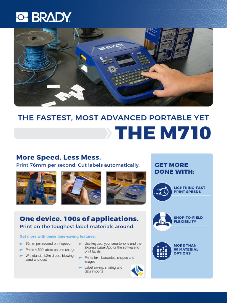 BRADY - M710 Label Printer Infosheet Europe English | PDF