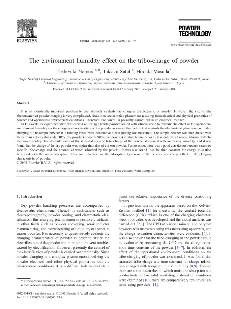 5-The Environment Humidity Effect On The Tribo-Charge of Powder | PDF