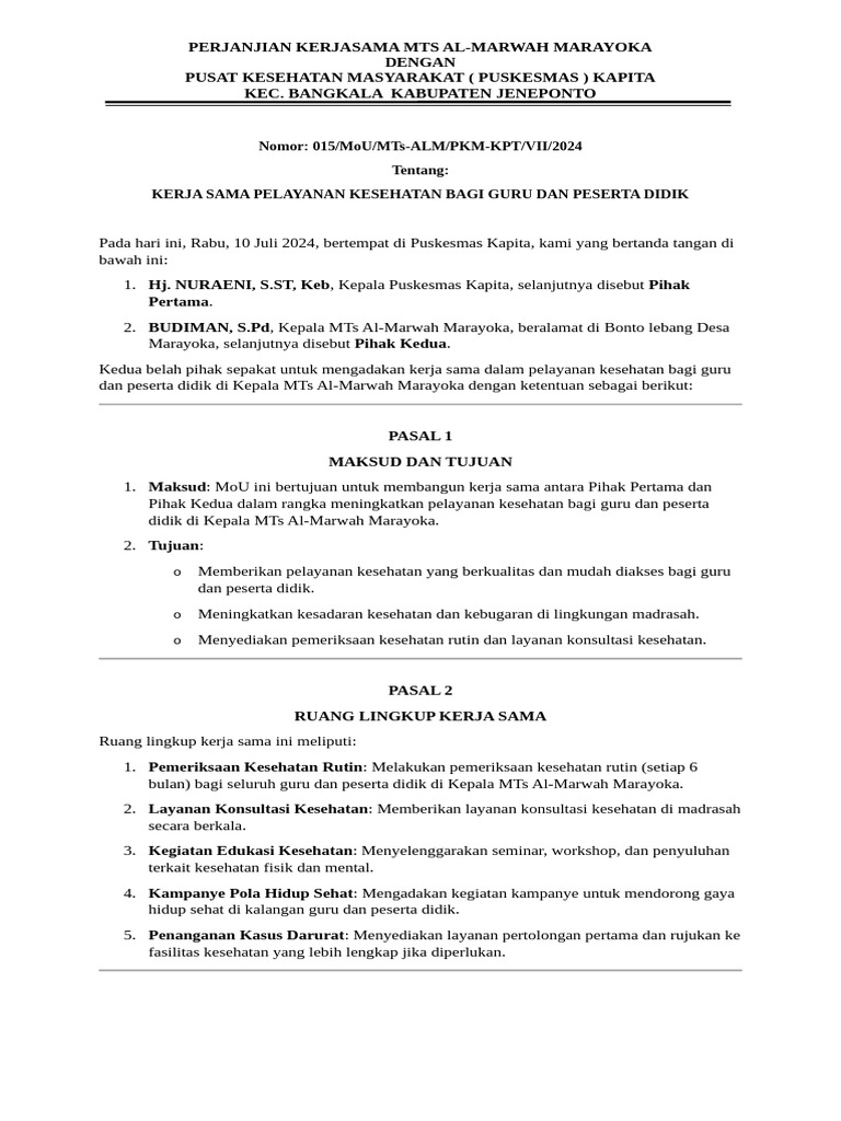 14.2 MoU Dengan Faskes | PDF