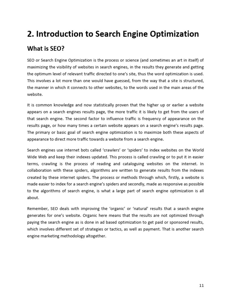 Introduction To Search Engine Optimization: What Is SEO? | PDF