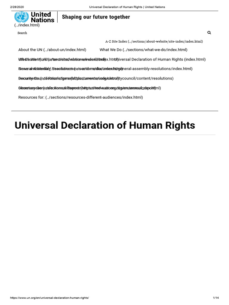 Universal Declaration of Human Rights - United Nations | PDF
